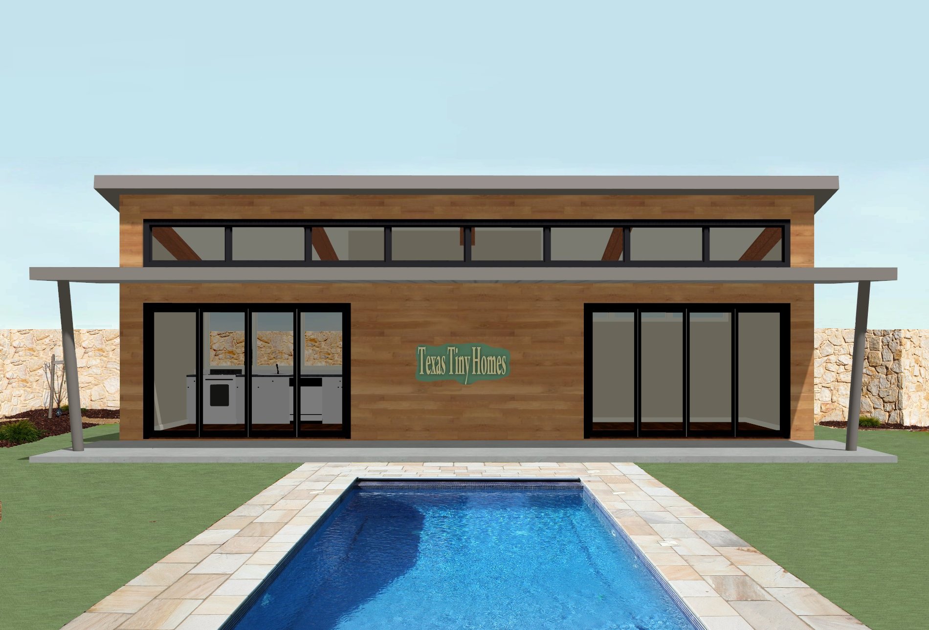 Rendering with Pool 2 | Texas Tiny Homes